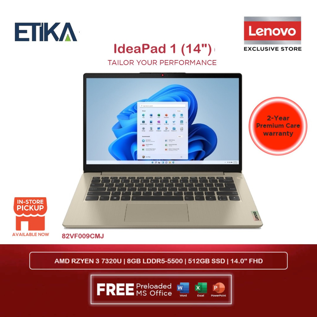 Lenovo IP1 82VF009CMJ Laptop | AMD Ryzen 3 7320U, 8GB, 512GB, 14" FHD ...