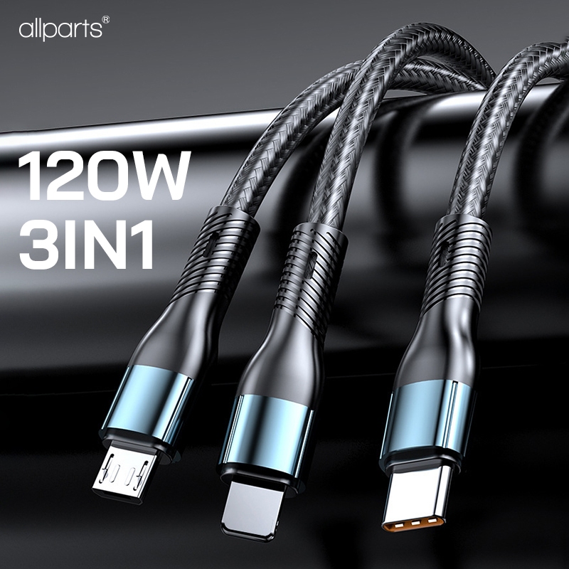 3in1 120W 6A Fast Charger USB Cable Type C / Micro / IP Quick Charging ...