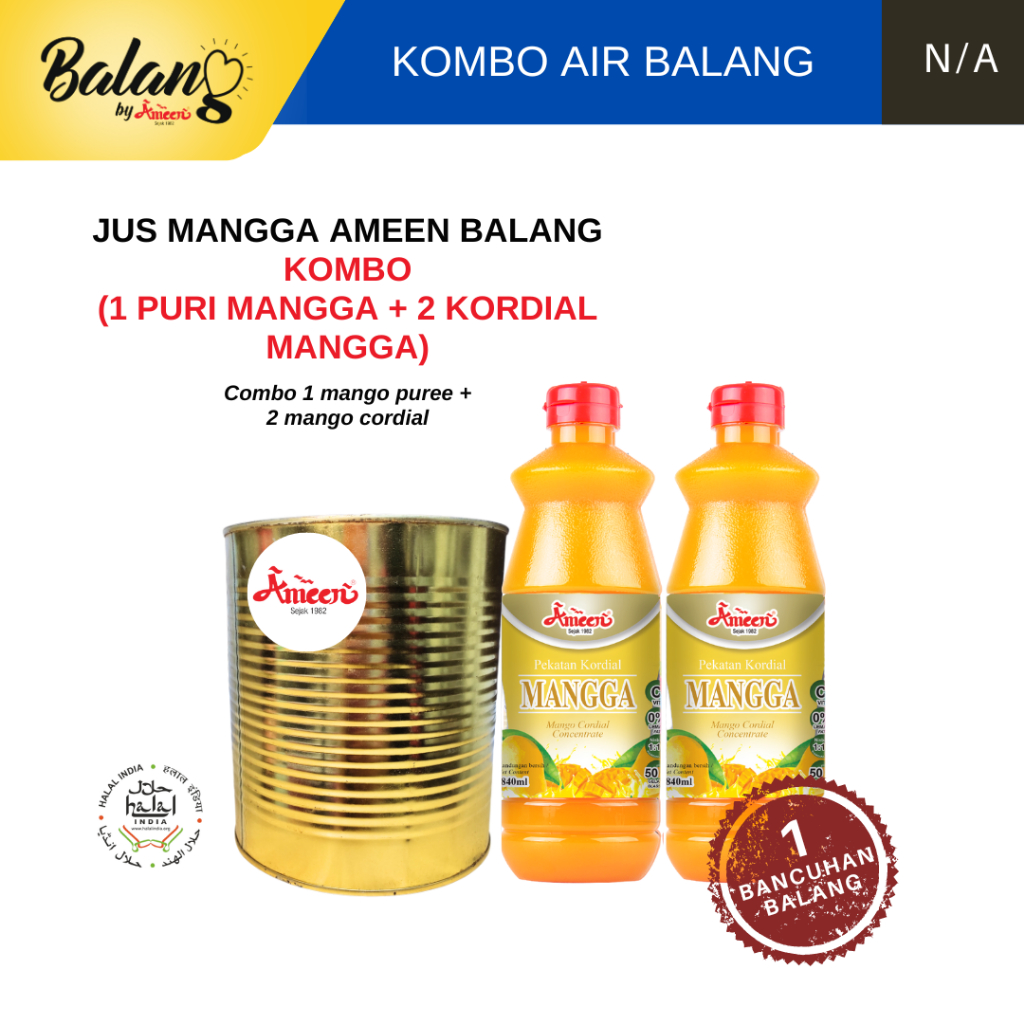 AMEEN Jus Mangga Air Balang Puri Mangga | Combo 1 Mango Puree + 2 Mango ...