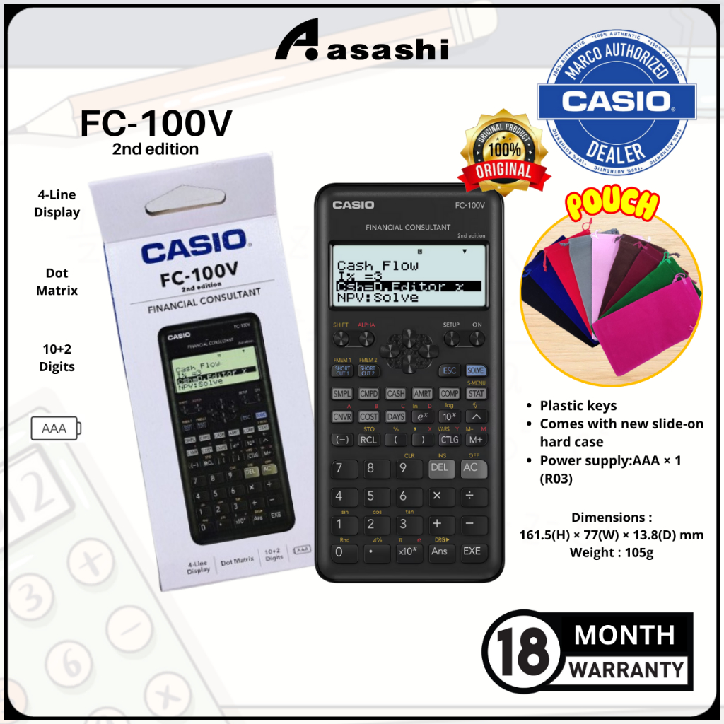 Casio FC-100V2 2ND EDITION / FC-100V Financial Calculator 2nd edition ...