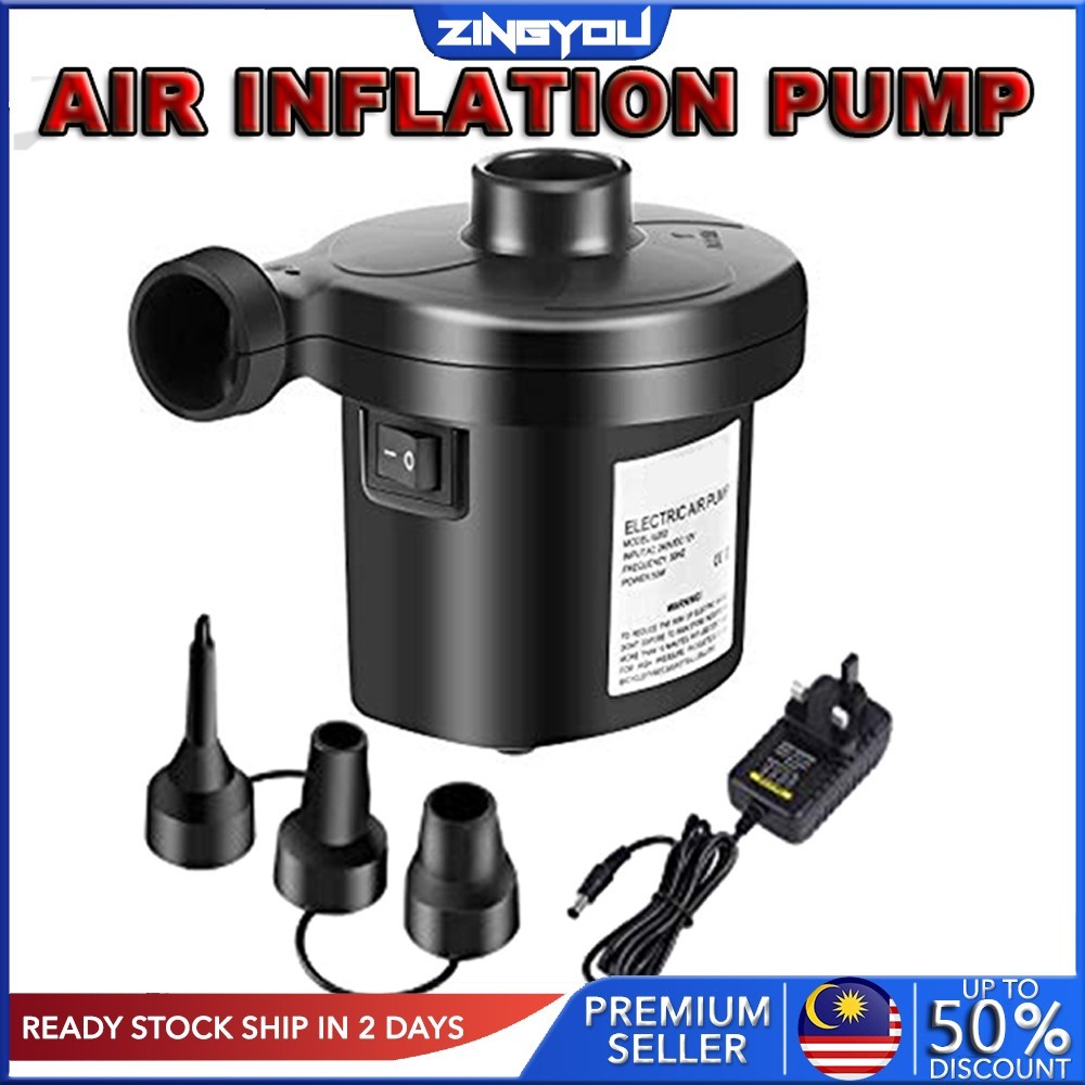 HT-196 PORTABLE AC ELECTRIC AIR INFLATION PUMP INFLATE DEFLATE FOR POOL BED MATTRESS | Shopee ...