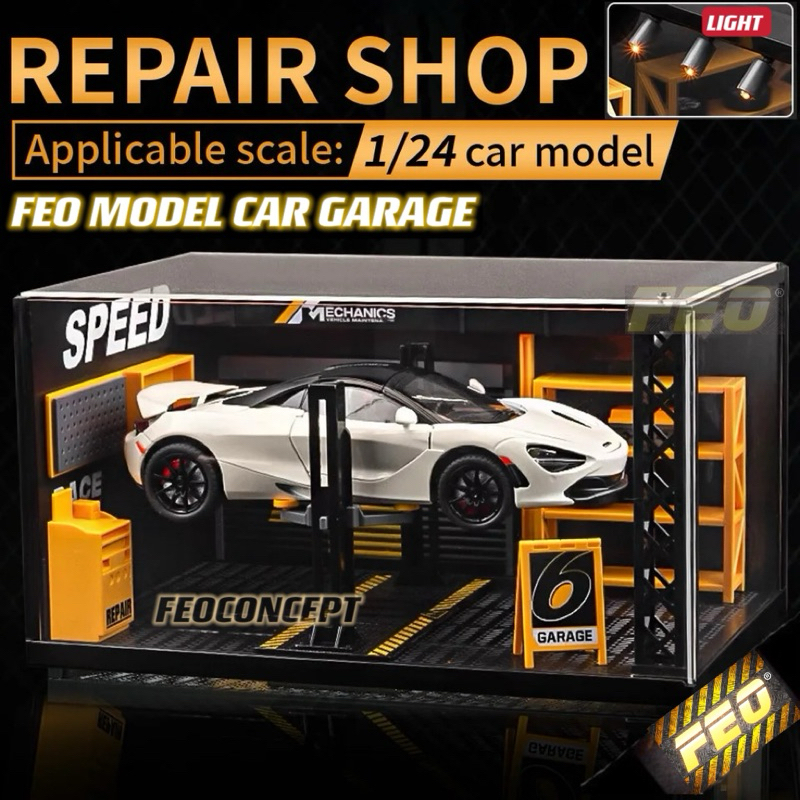 FEO 1/32 1/24 Scale Assembly Garage Diecast Car Model Parking Lot Scene ...