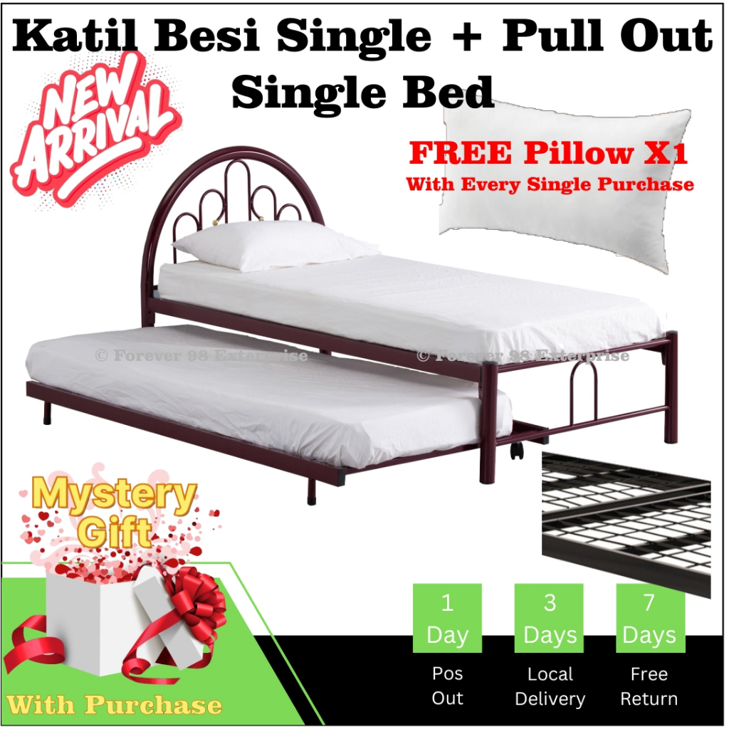 (Forever 98) KD 131+133 W // M Set Single Bed + Pull Out bed/Katil Single Besi/Pull Out Bed Besi ...