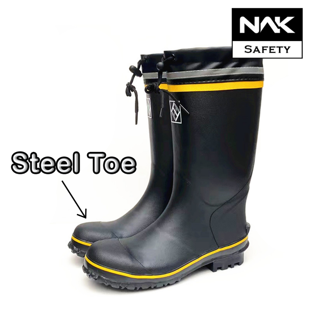 [NAK] Kasut Rubber Safety Boots Men Outdoor Anti-Slip Waterproof Rubber ...