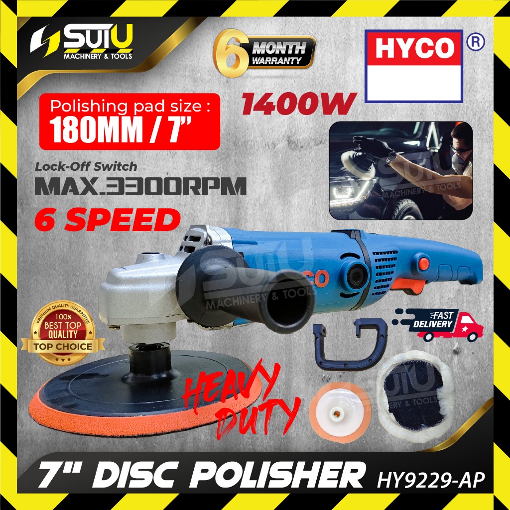 HYCO HY9229-AP / HY9229AP 7" / 180MM Disc Polisher 1400W 3300RPM ...