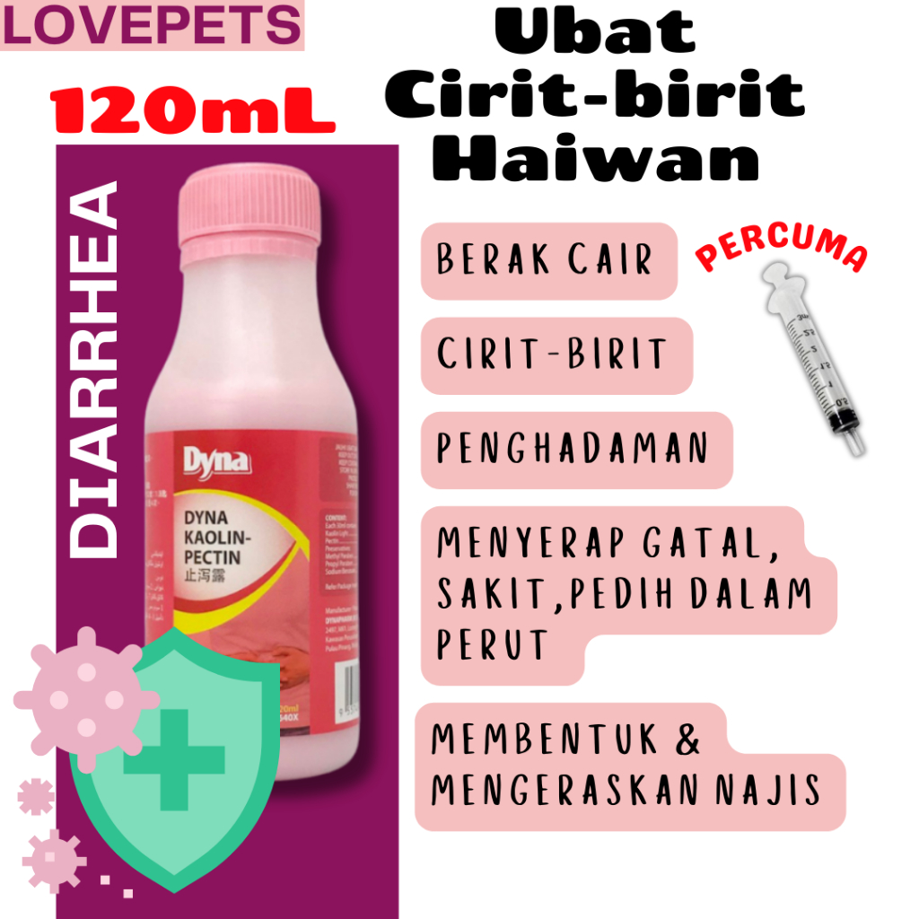 LovePets | Dyna Koalin-Pectin 120mL Ubat Cirit-birit Kucing Arnab Arbok ...