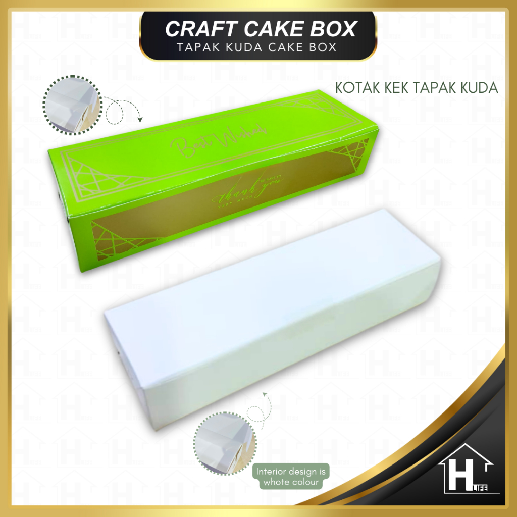 Art Card 300g 10x3x2" Kotak Putih Kek Tapak Kuda / Roti John / Kek Roll ...