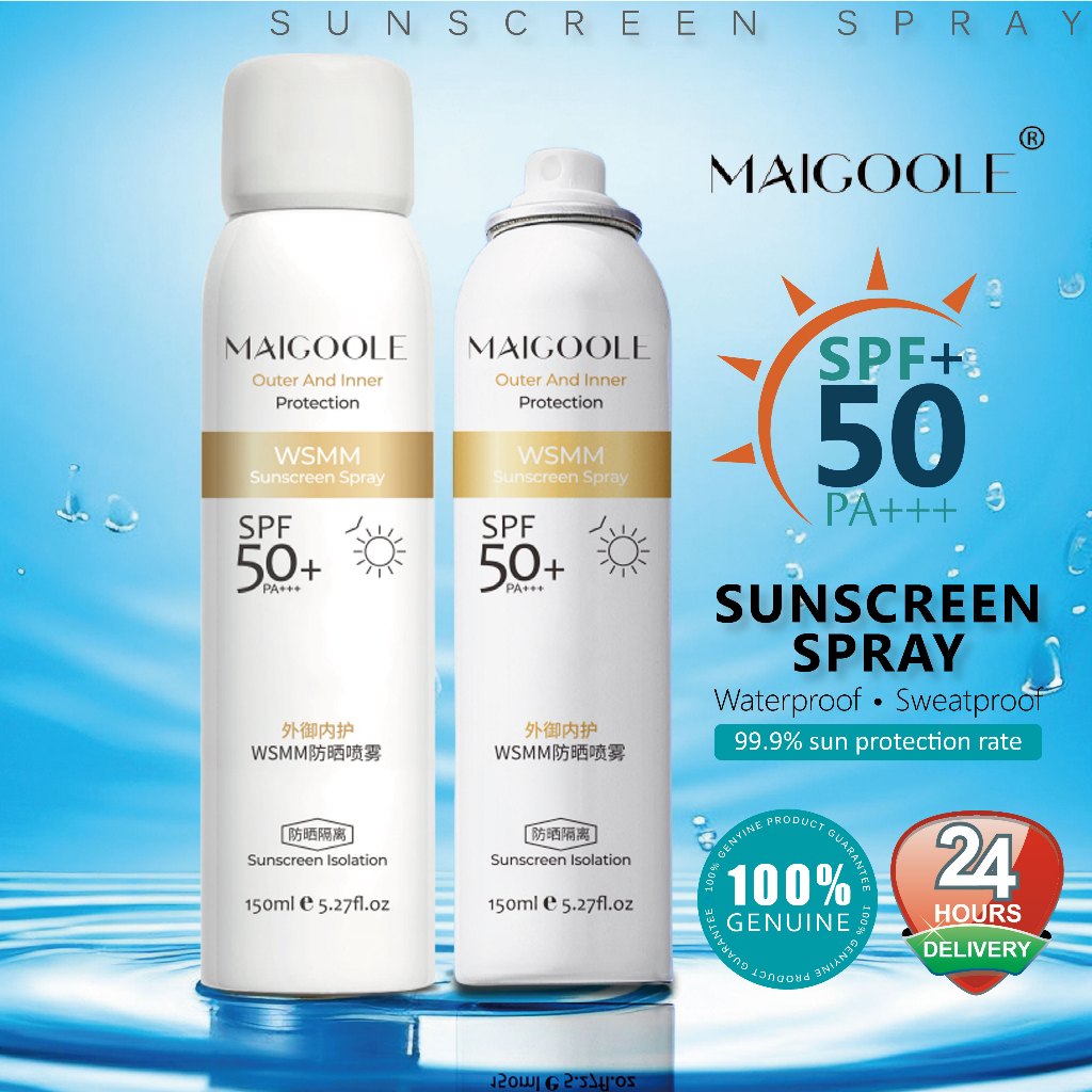 MAIGOOLE 2024 Sunscreen Spray SPF50 PA+++防晒+隔离喷雾/全身可用 游泳可用 Whole Body ...