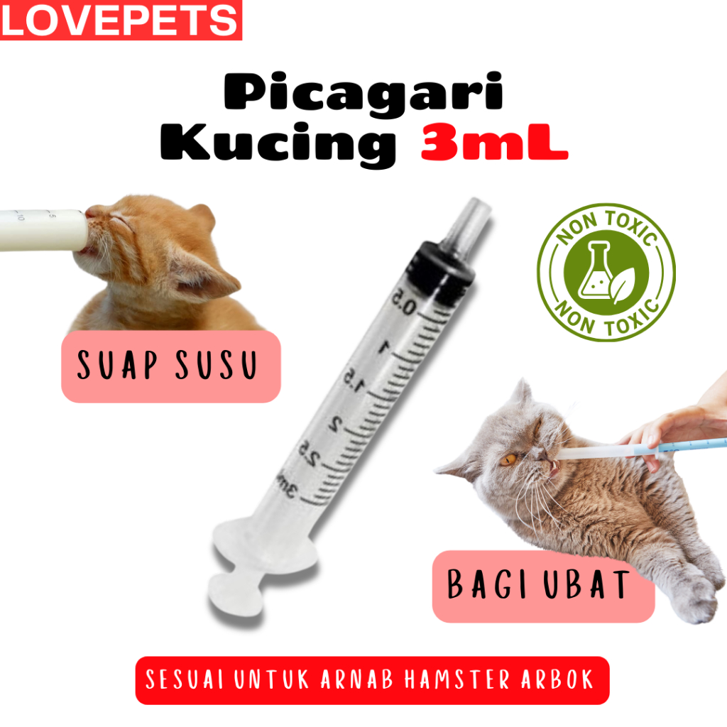 LovePets | Picagari Kucing 3mL / Cat Syringe 3mL / Sesuai untuk Arnab ...