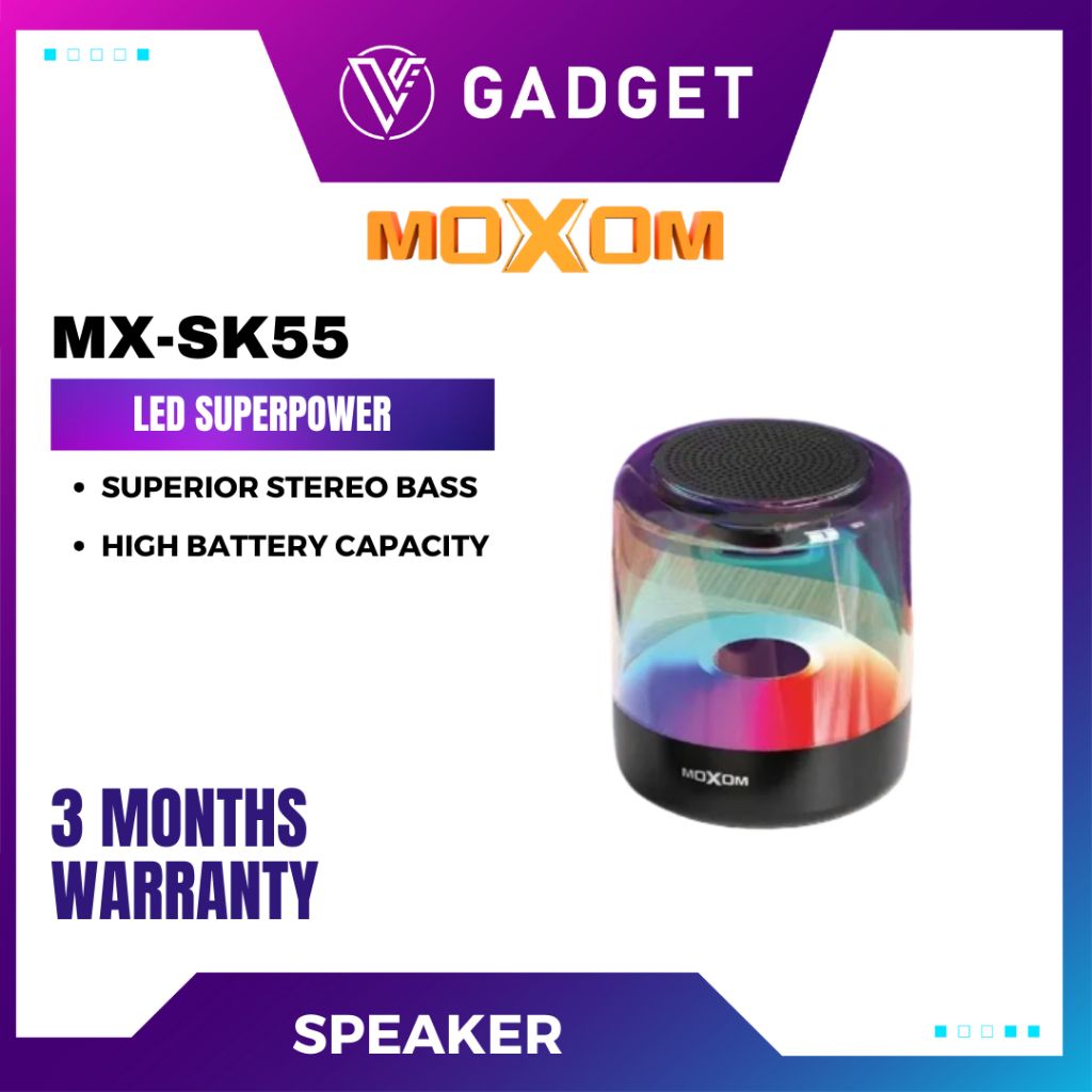 【VGADGET】MOXOM LED SUPERPOWER SUPERIOR STEREO SOUND QUALITY WIRELESS SPEAKER MX-SK55 | Shopee ...