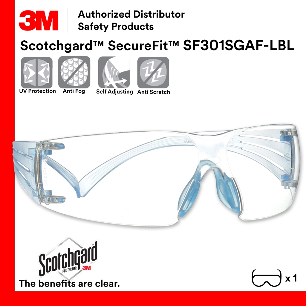 3M SF301SGAF-LBL SecureFit Safety Glasses Scotchgard™ SF301SGAF-LBL ...