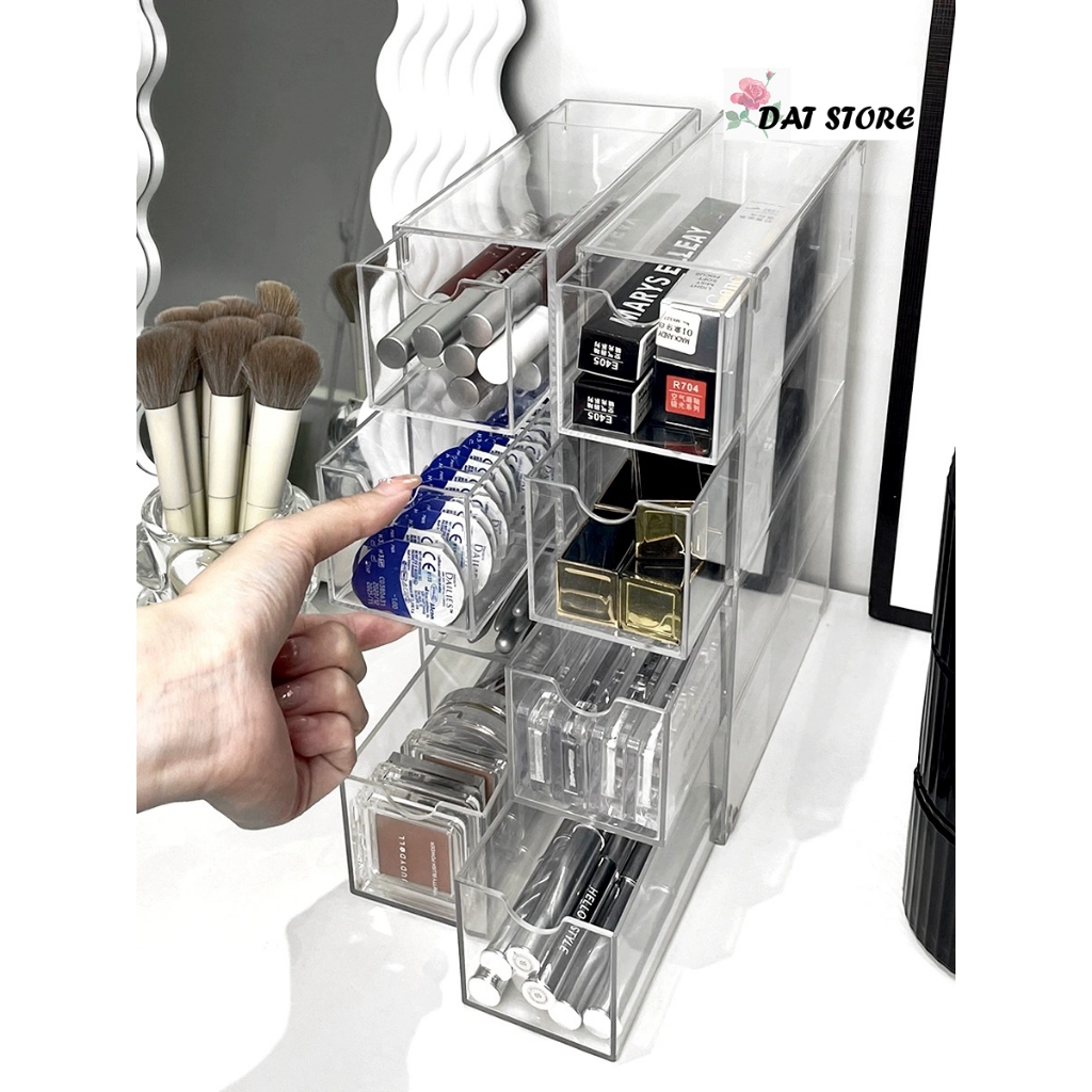 4 Layers Creative Stackable Storage Box Transparent Desktop Organizer ...