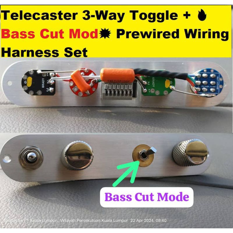 💥PNP💥 Telecaster 3-Way Toggle + 🔥Bass Cut Mod💥 Prewired Wiring Harness ...