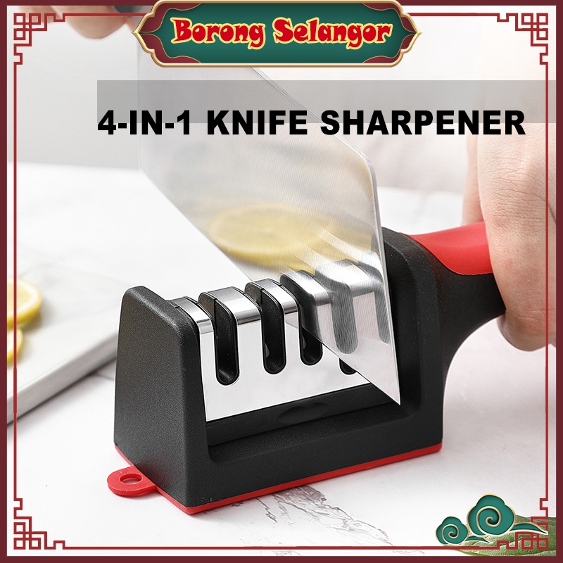 4 Section Knife Sharpener Anti Slip 304 Stainless Steel Ceramic Stone ...