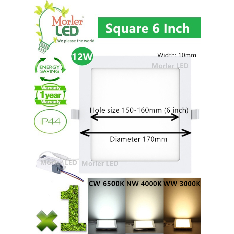 12W / 18W 6 Inch LED Recessed Round / Square Panel Downlight Ceiling ...