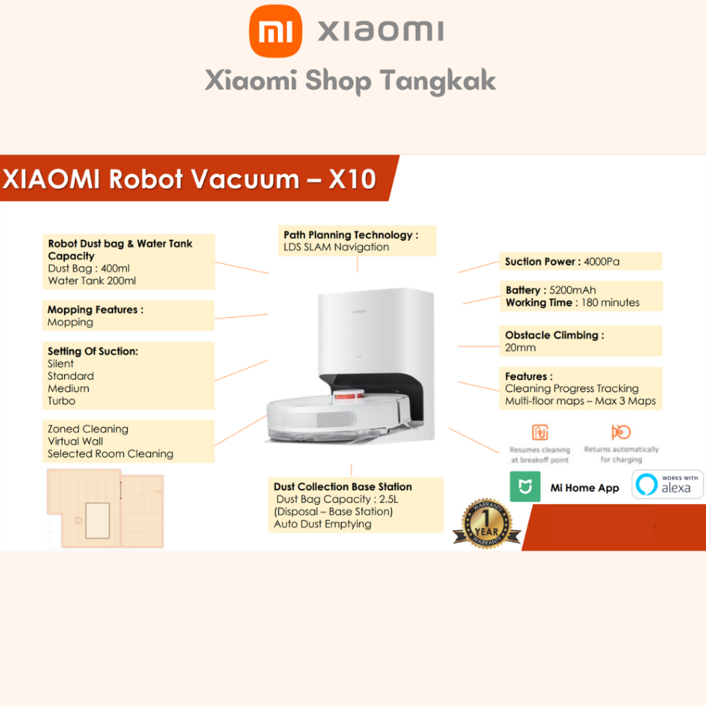 Xiaomi Robot Vacuum X10 | Shopee Malaysia