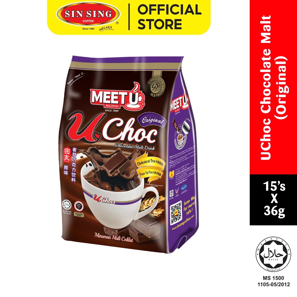 MEET U UChoc Chocolate Malt Drink Original | Minuman Malt Coklat Rasa Asli (15's x 36g) HALAL ...