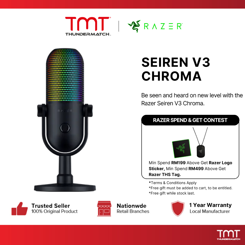 Razer Seiren V3 Chroma / Seiren V3 Mini Condenser USB Microphone For ...
