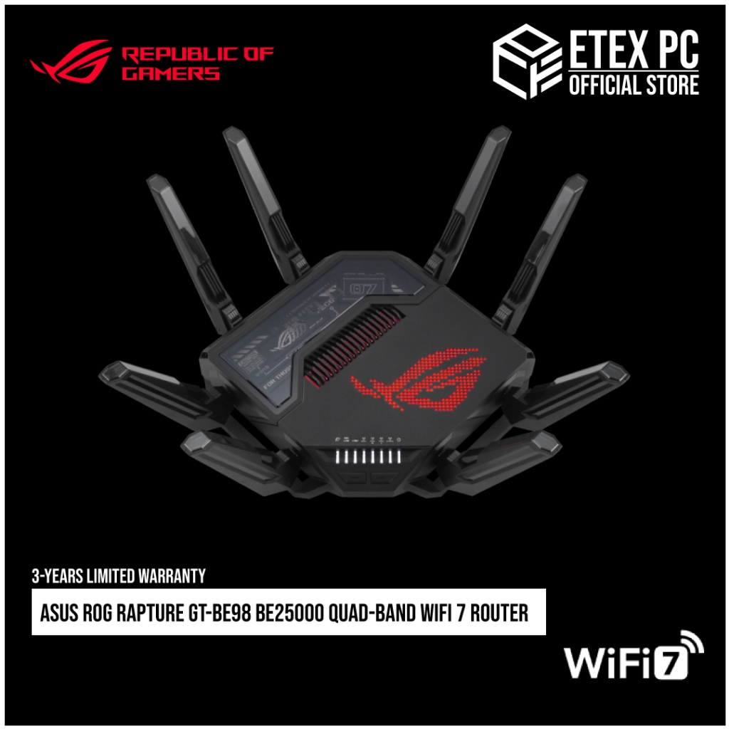 ASUS ROG Rapture GT-BE98 BE25000 Quad-band WiFi 7 Gaming Router # GT ...