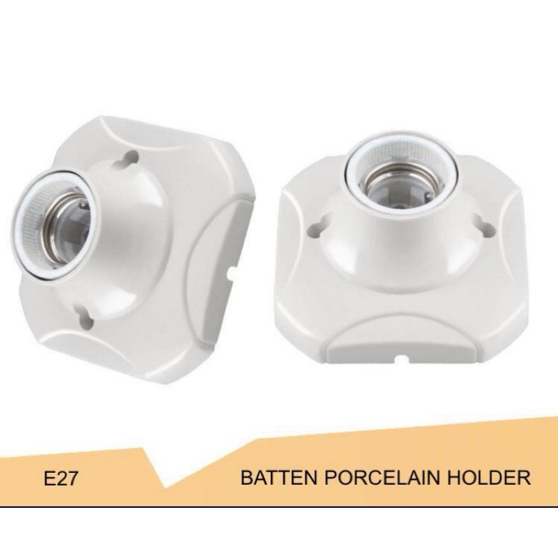 E27 PVC Batten Bulb Holder c/w Porcelain Holder | Shopee Malaysia