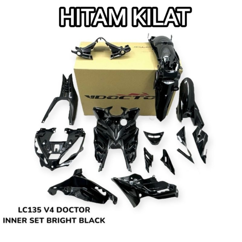 DOCTOR LC135 V4 V5 V6 V7 V8 Fi INNER SET HITAM KILAT BRIGHT BLACK COVER ...
