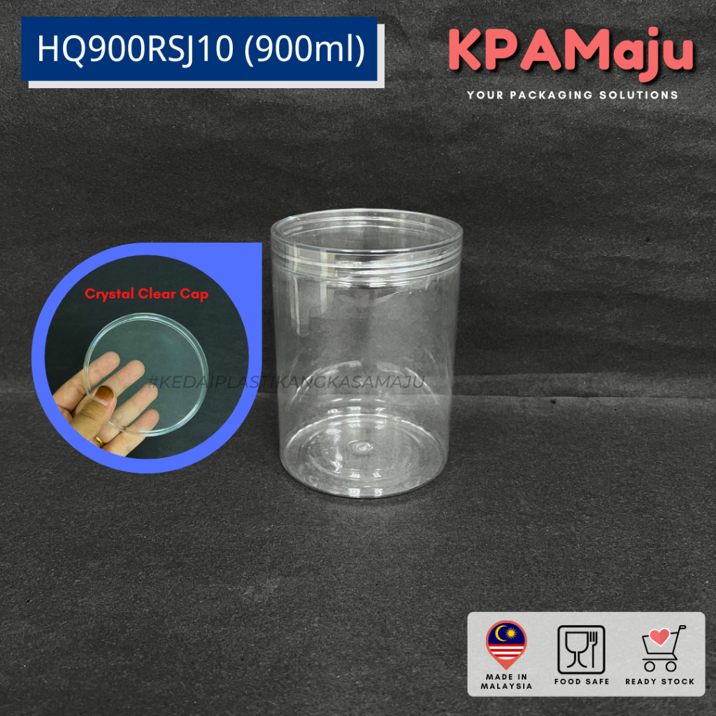 [60pcs]【Bundle Pack】Balang Plastik HQ900RSJ10 (900ml) Crystal Clear Cap ...