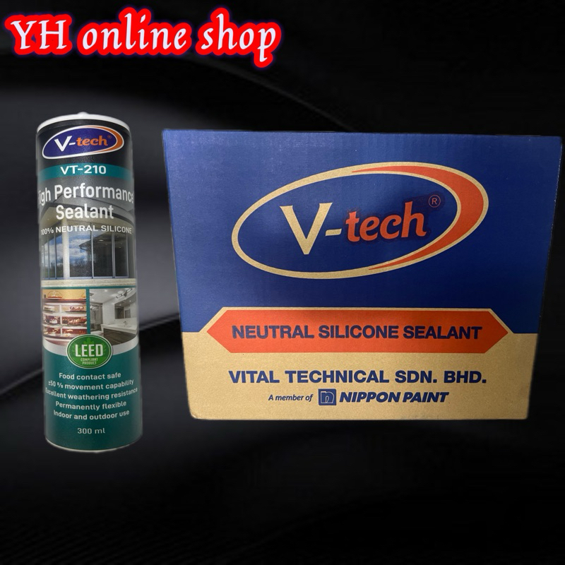 V-Tech VT-210 CLEAR Silicone High Performance Sealant 300ml (1CTN)24PCS | Shopee Malaysia