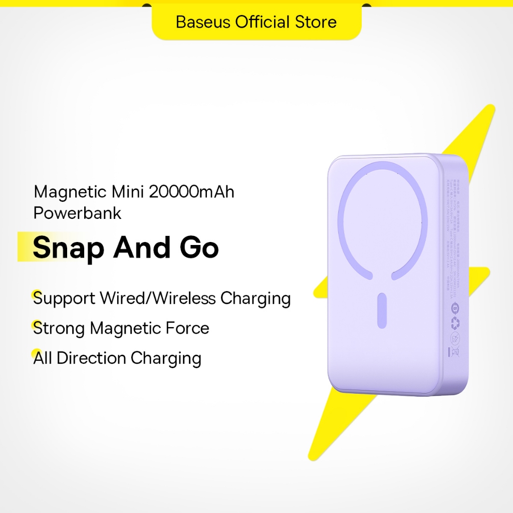 Baseus Power Bank 20000mAh Mini Magnetic Wireless Fast Charge with Auto ...
