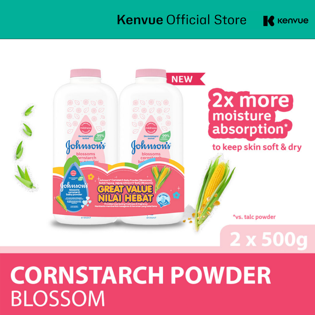 Johnson's Baby Blossoms Cornstarch Powder (500g) [Twin Pack] | Shopee ...
