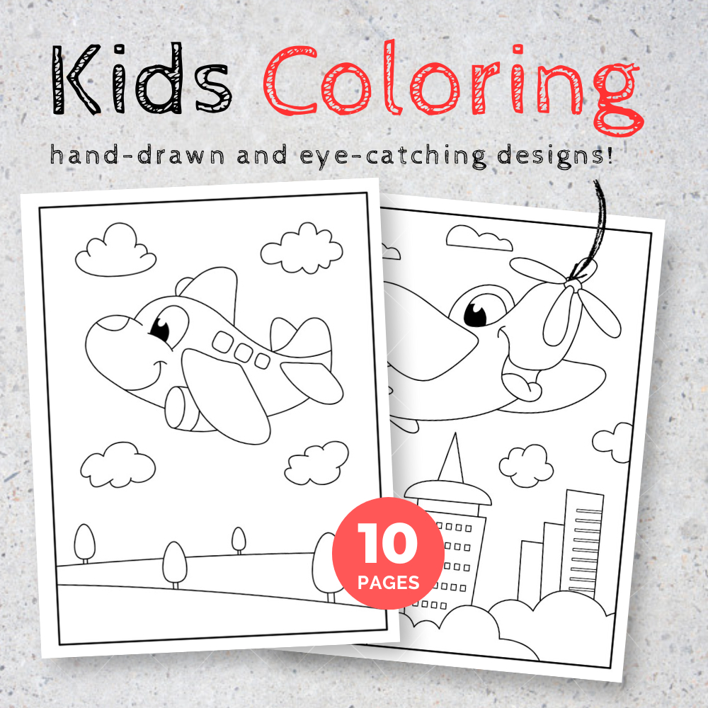 (PDF) Coloring Pages - Airplane Coloring Pages Vol-2 - 10 Pages - hand ...