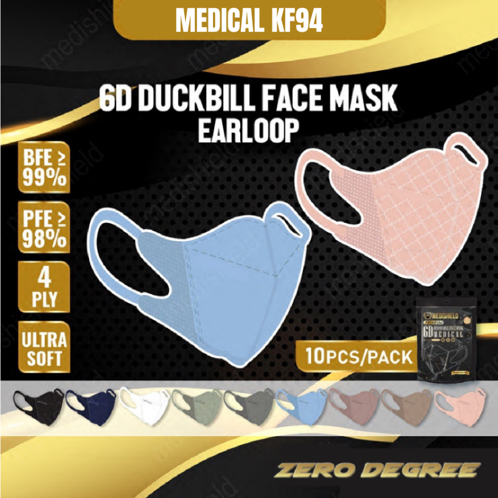 【ZERO DEGREE 3D DUCKBILL MASK HEADLOOP & EARLOOP】10pcs/Pack 4Ply Adult 3D Duck Bill Mask Non ...