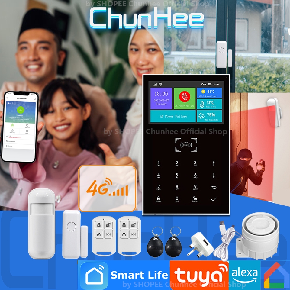 Chunhee 4G GSM Burglar Alarm System TUYA APP Anti Theft WIFI Alarm System Home Security HA06 ...