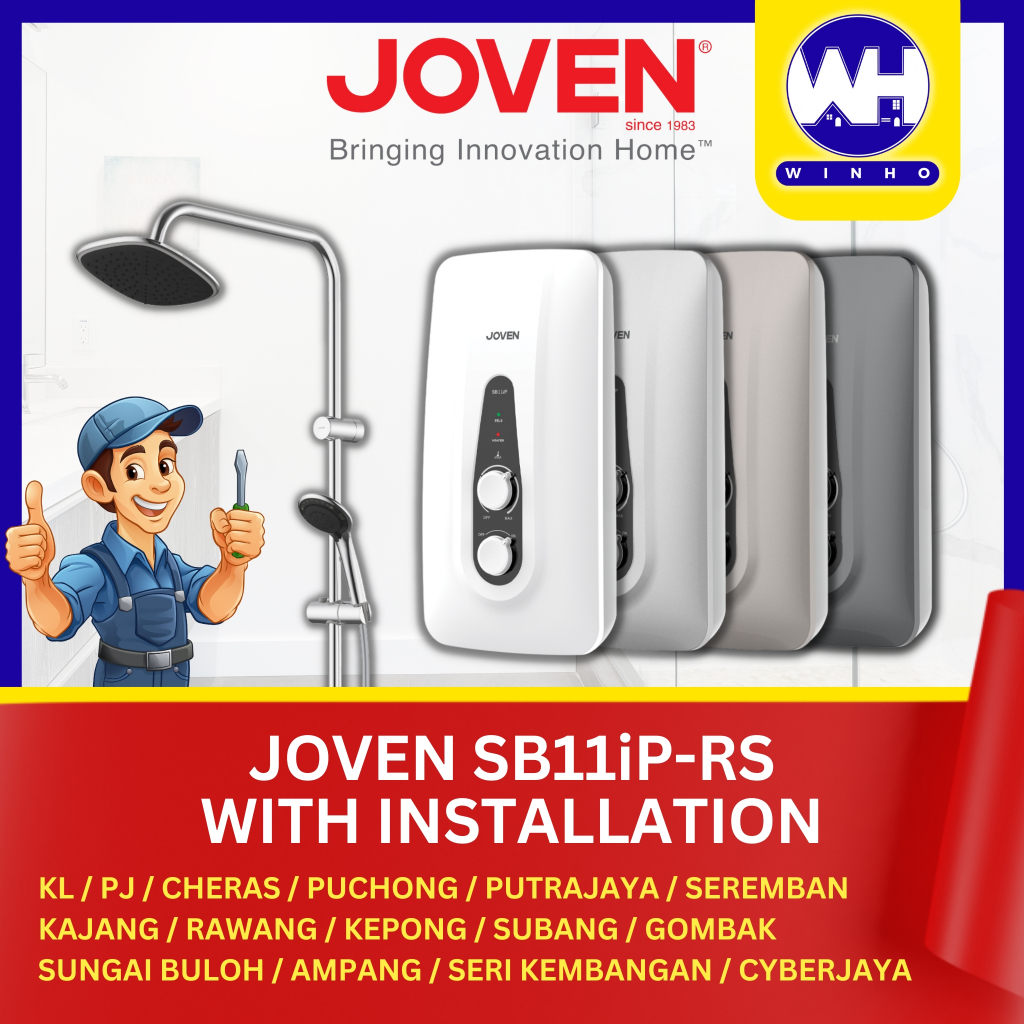 【WITH INSTALLATION】 JOVEN SB11iP-RS DC Pump Rain Shower Water Heater with EELS Safety Device ...