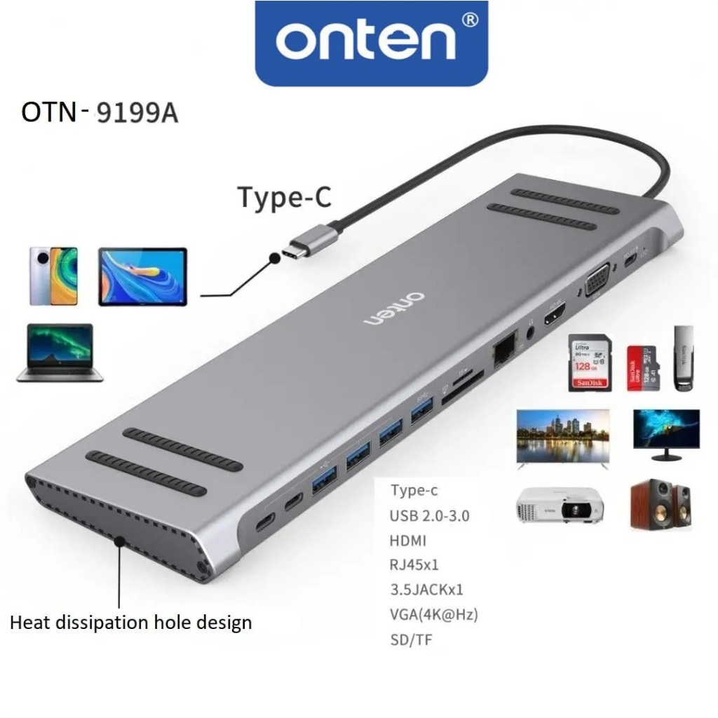 Onten 13 in 1 USB C Multi Function Docking Station USB C Network Hub ...