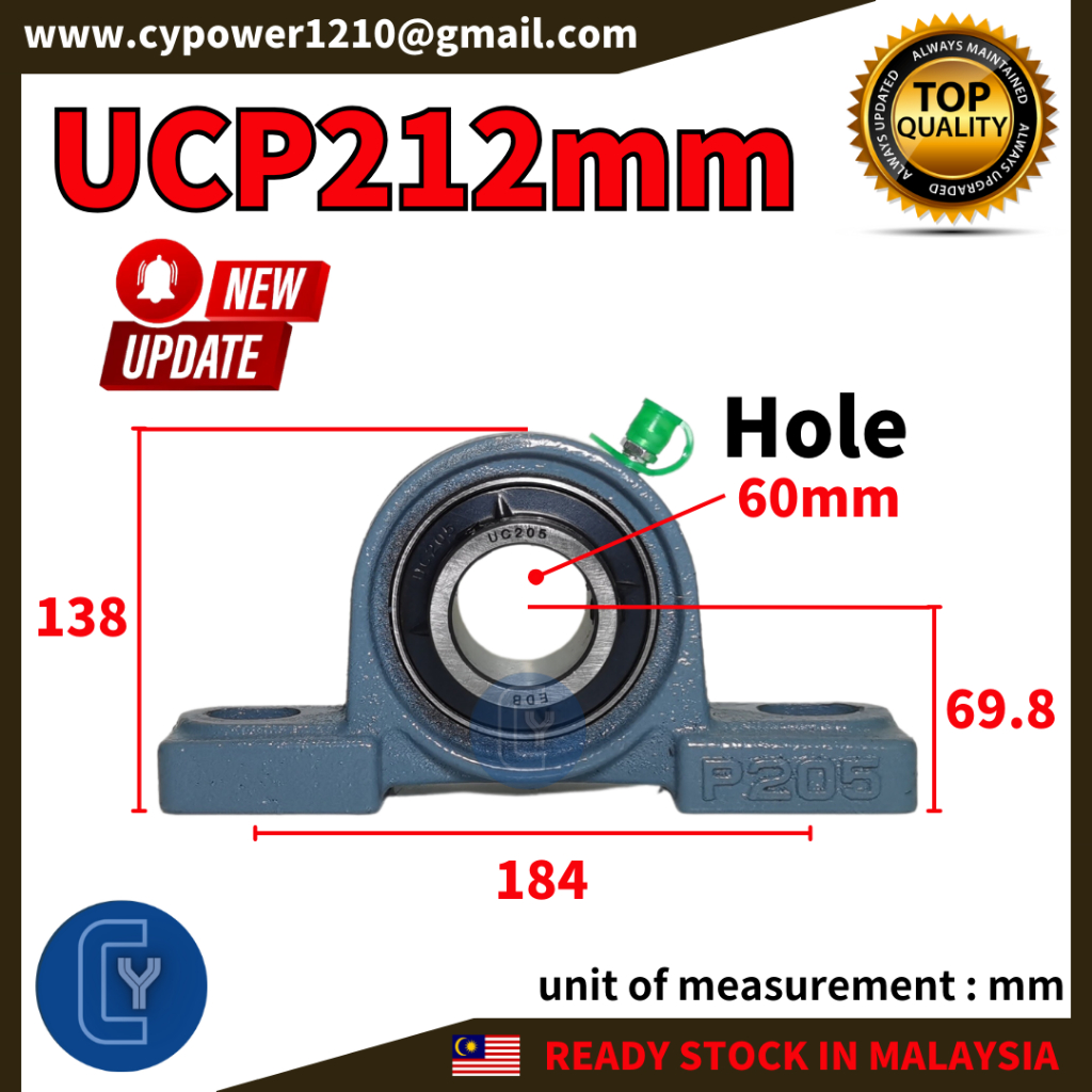 UCP209 UCP210 UCP211 UCP212 UCP213 Pillow Block Bearing Hole mm/inch | Shopee Malaysia