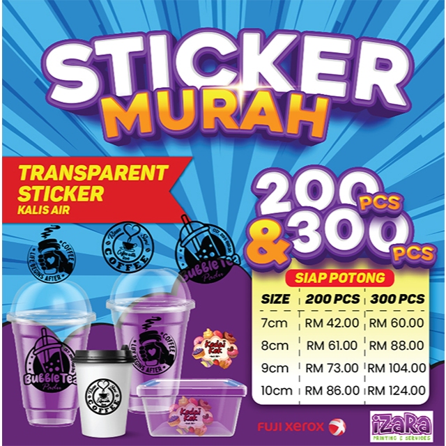 7cm-10cm ️ 200pcs~ WATERPROOF/TRANSPARENT STICKER PRODUK [ KALIS AIR ...