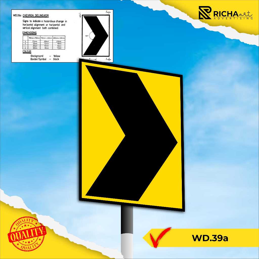 PAPAN TANDA CHEVRON (WD.39) 3MM ACP (600X750MM) STANDARD ROAD SIGN JKR ...