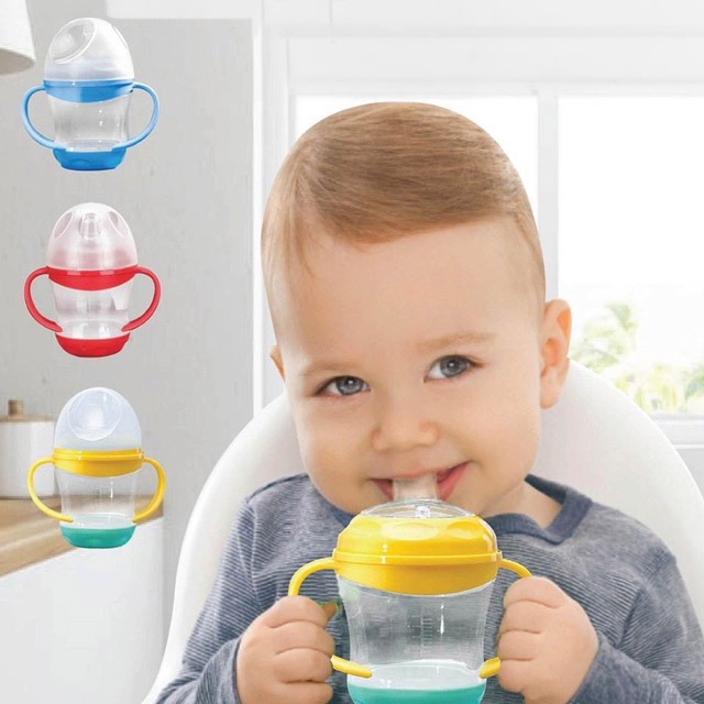 Baby Water Bottle Learning Cup Non-spill Training Cup Leak-Proof Fee ...
