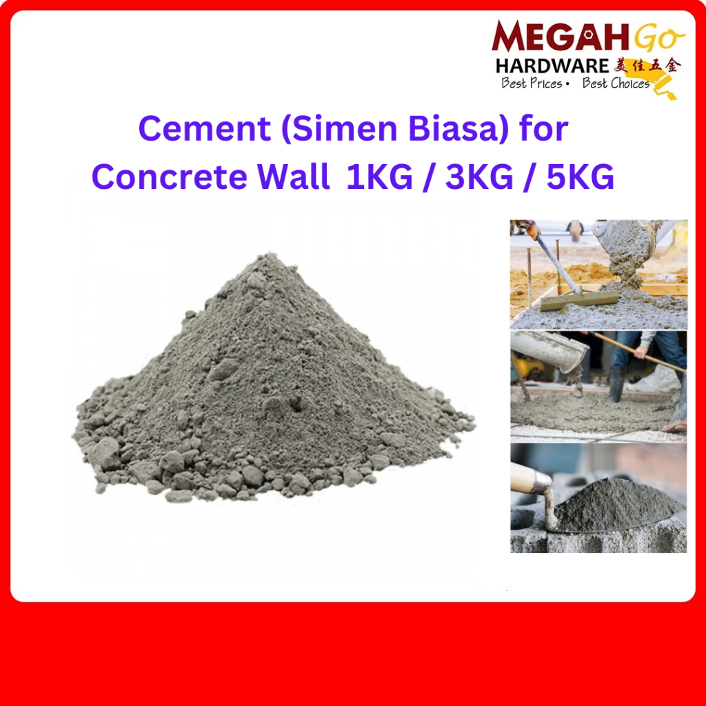 Cement (Simen Biasa) for Concrete Wall 1KG / 3KG / 5KG 普通洋灰 | Shopee ...