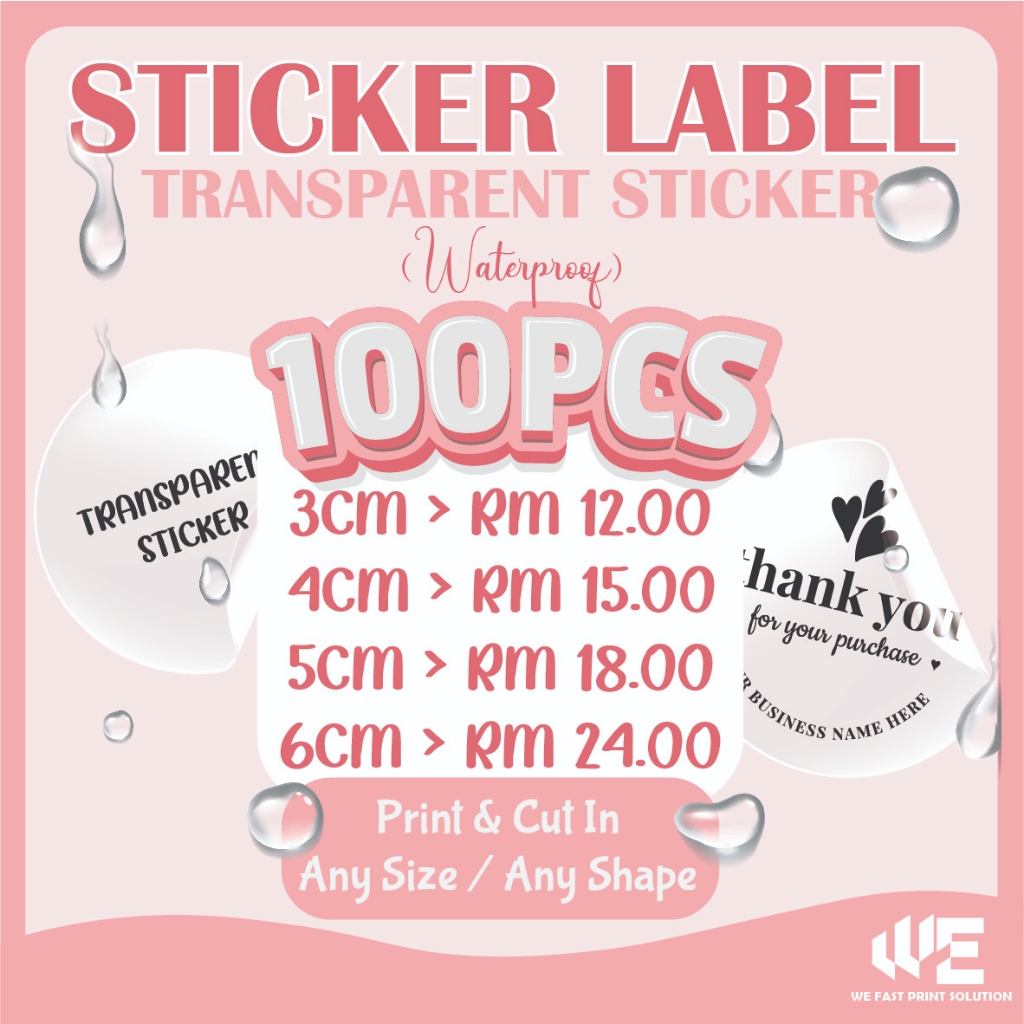 [100PCS]Transparent Sticker Printing Labels & Sticker Customize Round ...