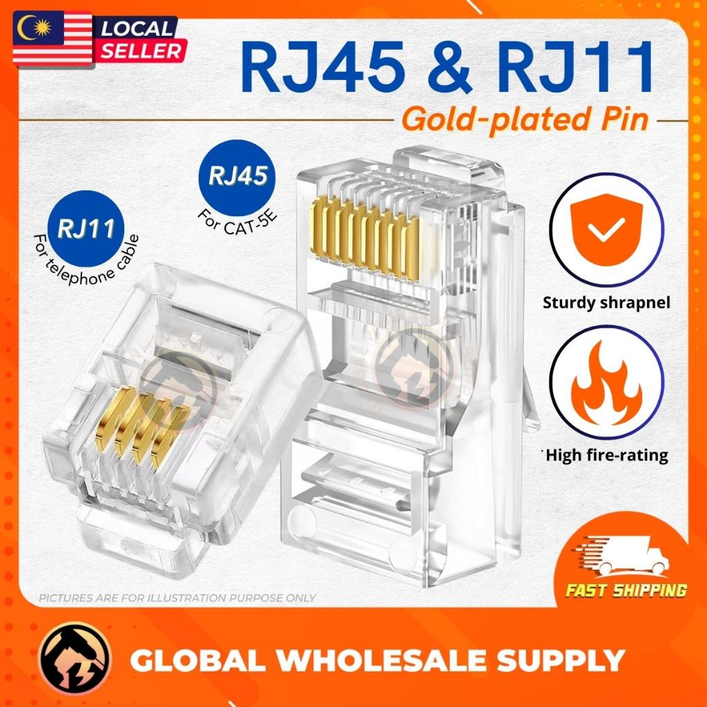 1PC RJ45/RJ11 Modular Connector Plug Cat 5E High Speed Modem Network ...