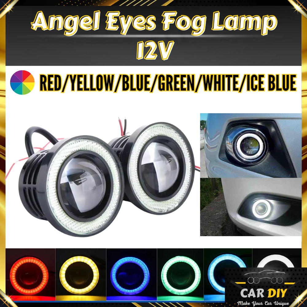 Car Diy 1 Set Angel 12v Eyes Halo Ring Fog Lamp Cob Projector Fog Light