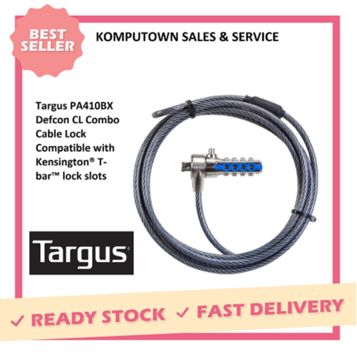 Targus PA410BX Defcon CL Combo Cable Lock Compatible with Kensington® T ...