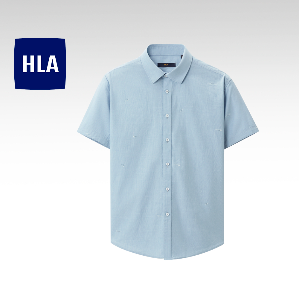 HLA Classic Contains Lyocell Short Sleeve Casual Shirt Men ...