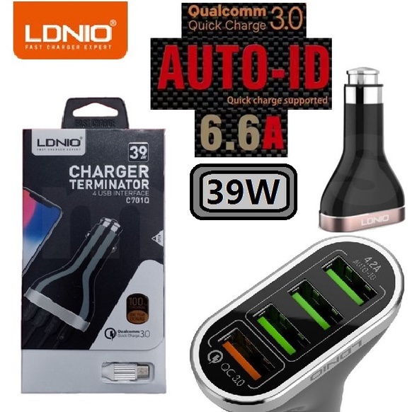 LDNIO C502 COMBO 4 USB 1.2 M QC3.0 FAST CHARGE USB CAR CHARGER/ LDNIO ...
