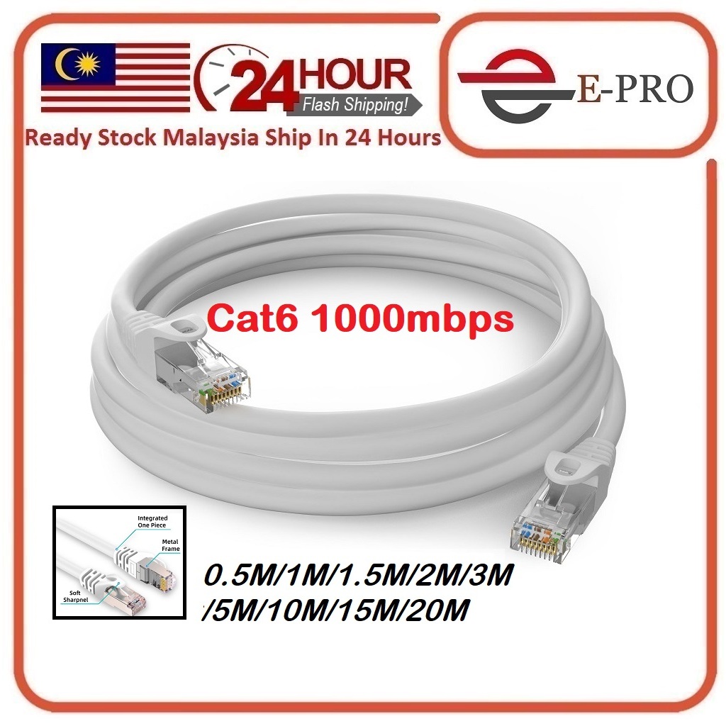 0.5M/1M/1.5M/3M/5M/10M/15M/20M 1000mbps Cat6 RJ45 Lan Cable Network ...