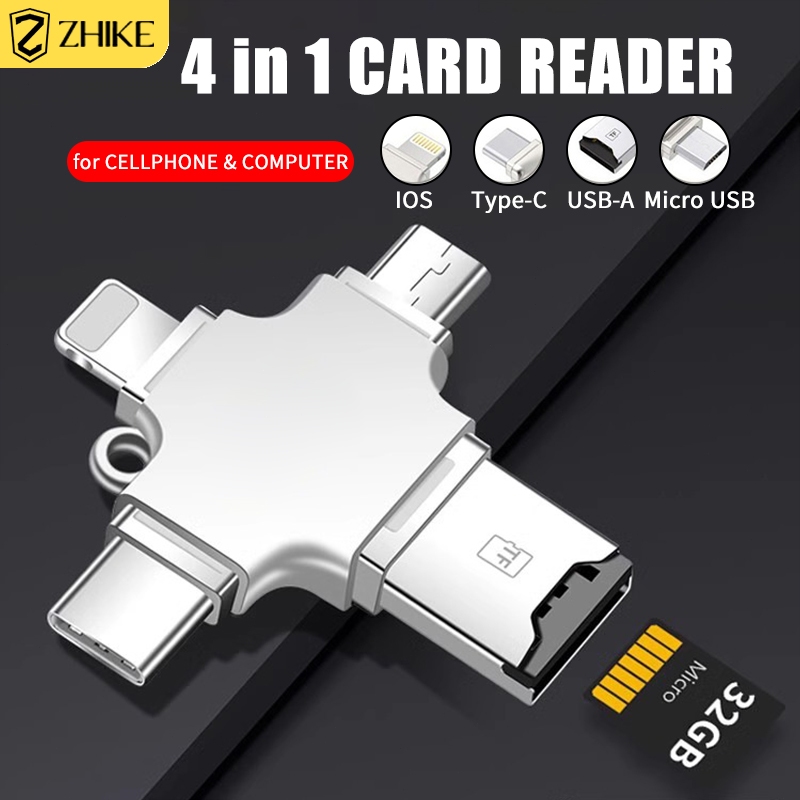 Pembaca kad 4 in 1 Card Reader 3.0 OTG Pembaca Kad Memori Pemacu Denyar ...