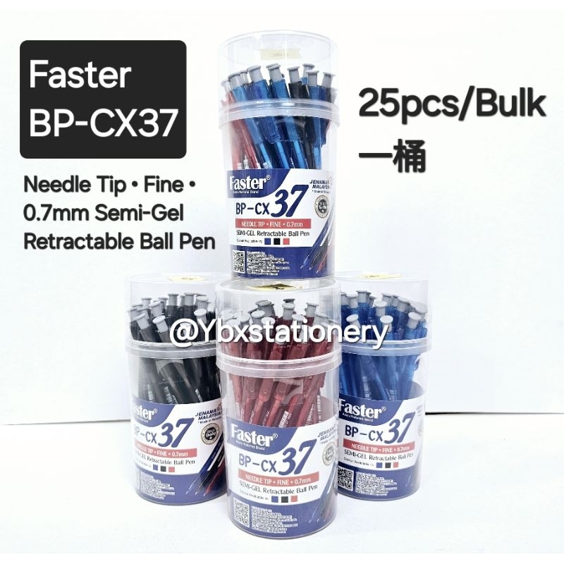 Faster CX37 Retractable Ball Pen Bulk/25pcs 桶装25支 0.7mm Blue/Black/Red ...