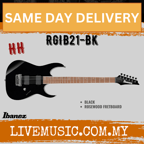 Ibanez Iron Label RGIB21-BK Baritone Electric Guitar - Black ( RGIB21 ...