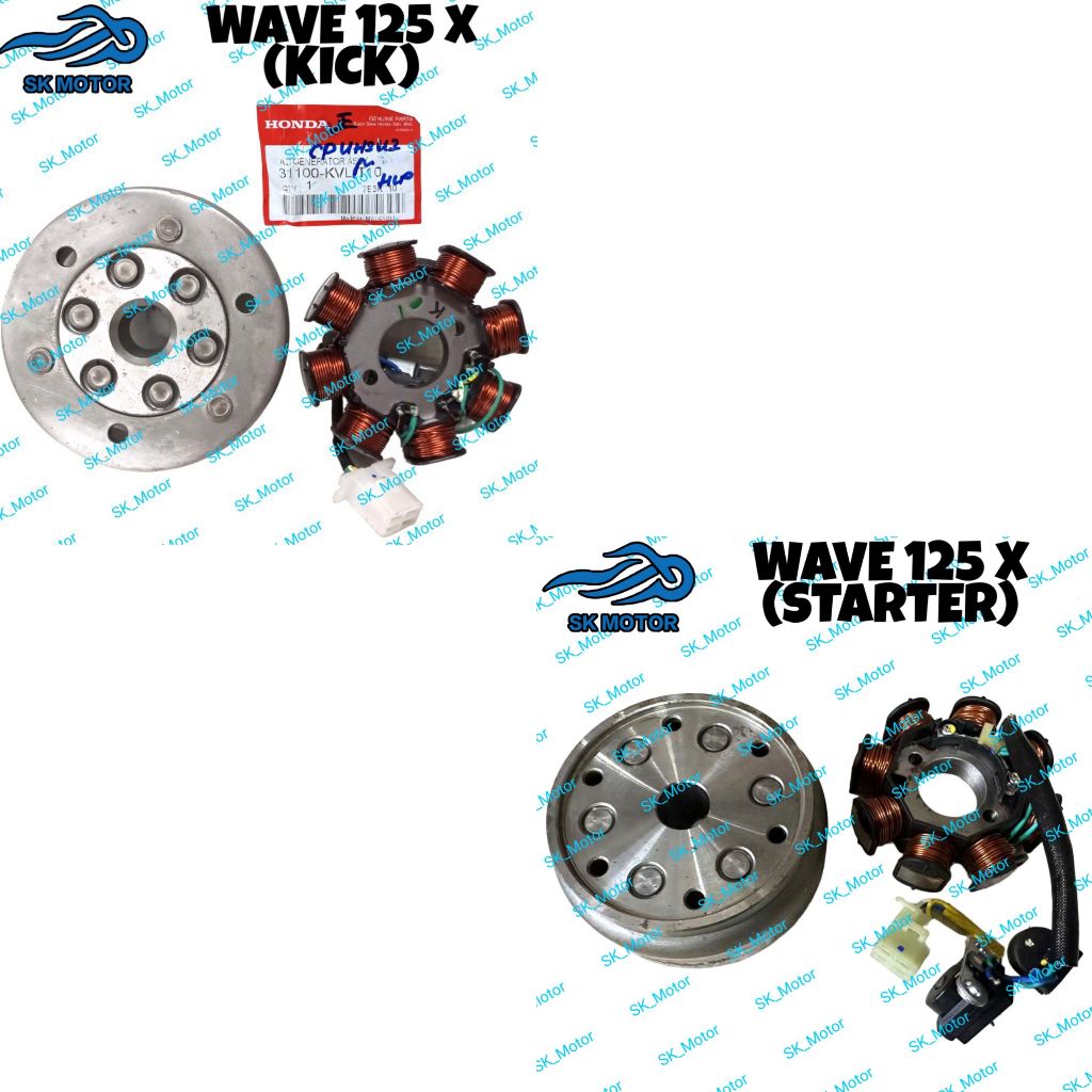Honda WAVE 125 X (KICK) / (STARTER) Original AC Generator / Magnet Magneto Rotor Flywheel With ...